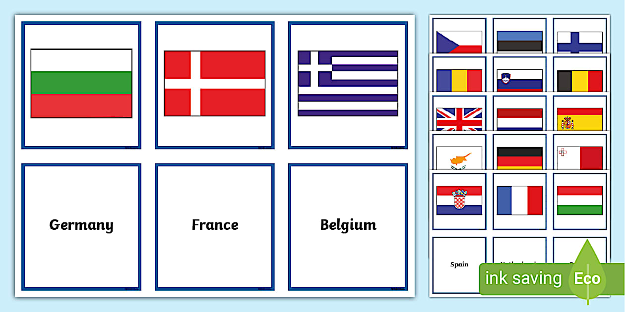 Countries in Europe Matching Flag Cards (teacher made)