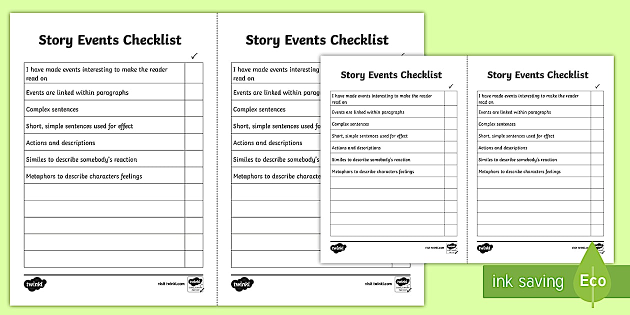 Editable Story Events Checklist (teacher made) - Twinkl