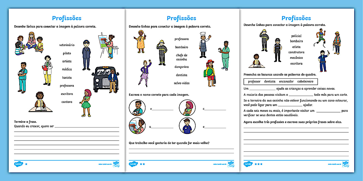Profissões - Folha de atividades (teacher made) - Twinkl