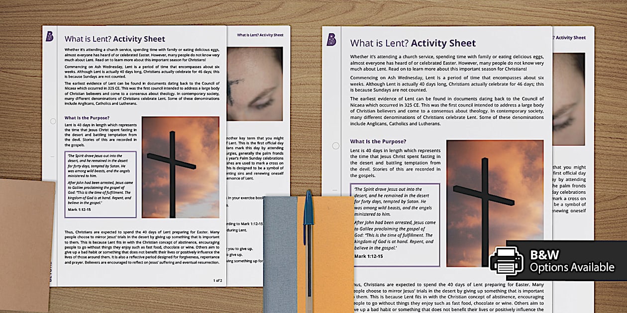 What is Lent? Activity Sheet - Twinkl
