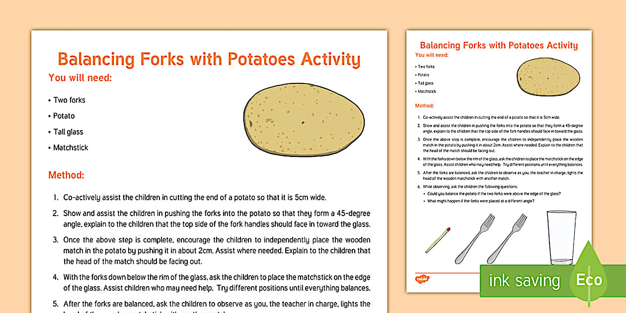 Balancing Forks with Potatoes Activity (teacher made)