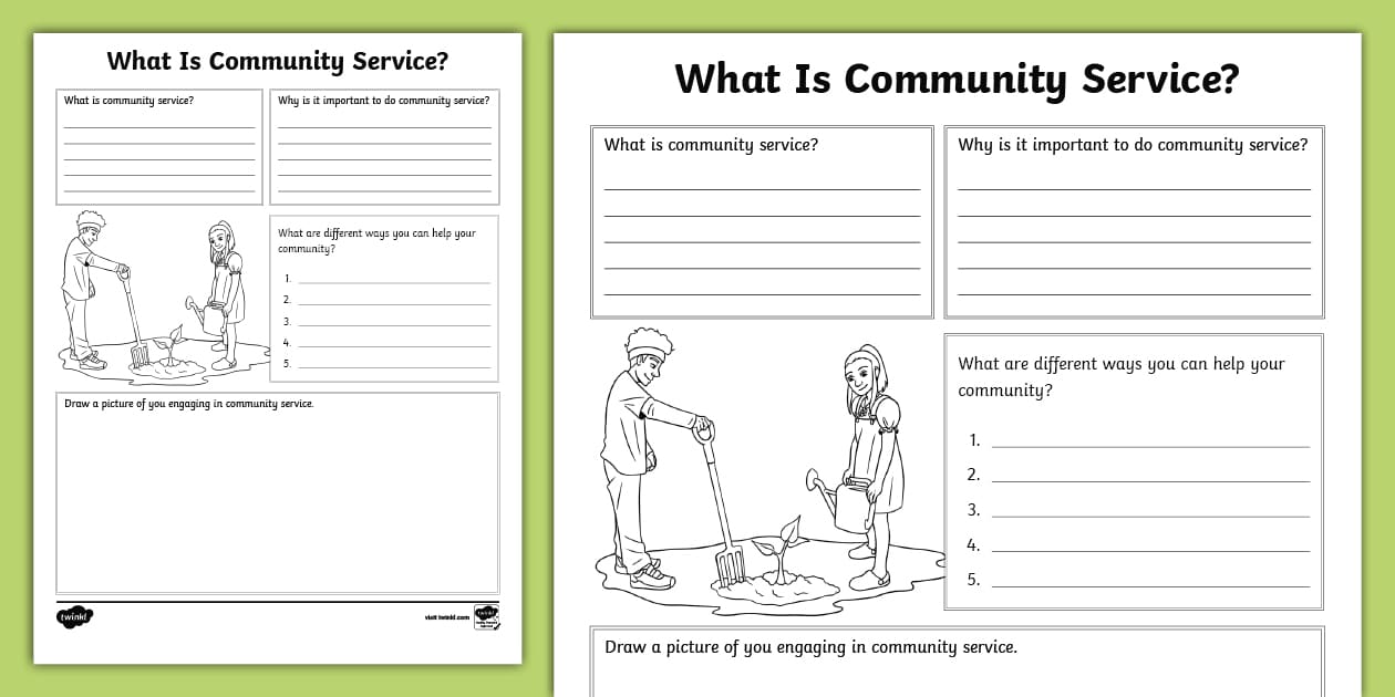 What Is Community Service? Graphic Organizer for 3rd-5th Grade
