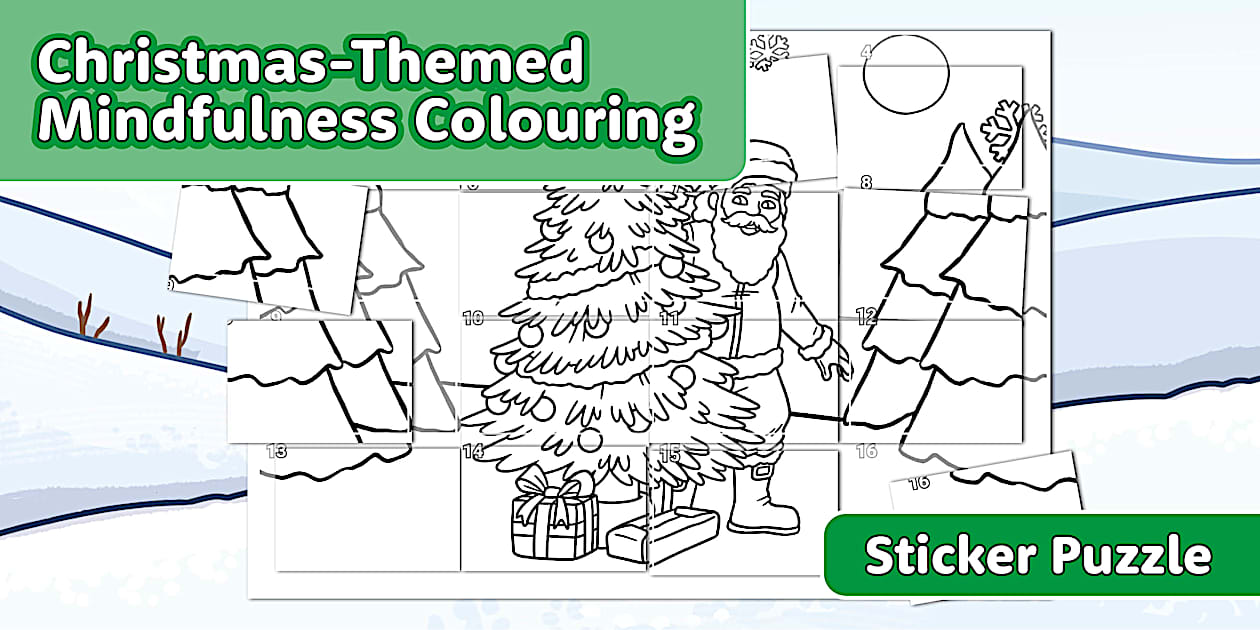 Christmas-Themed Mindfulness Colouring - Sticker Puzzle