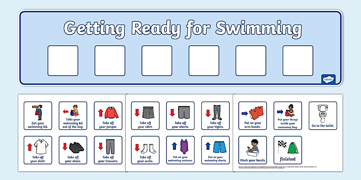 Getting Ready for Swimming Visual Sequencing Strip - Twinkl