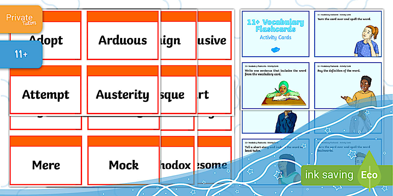 11+ Vocabulary Flash Cards (100 Cards and Activities)