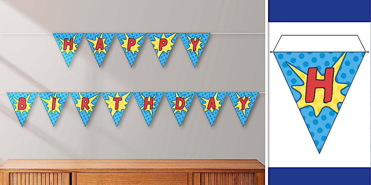 Superhero Happy Birthday Bunting | Twinkl Party
