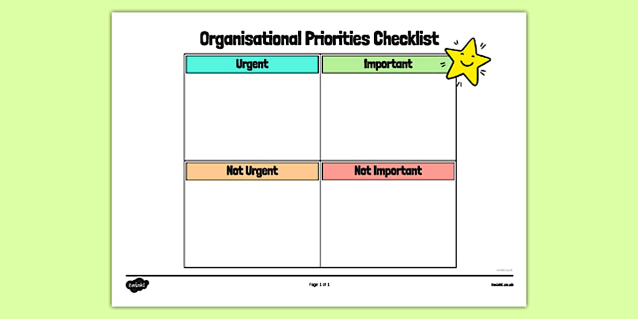 Organizational Priorities Checklist Planner (Teacher-Made)