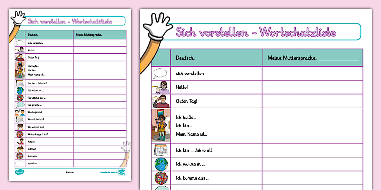 Sich vorstellen - DaZ - Wortschatzsammlung (Teacher-Made)