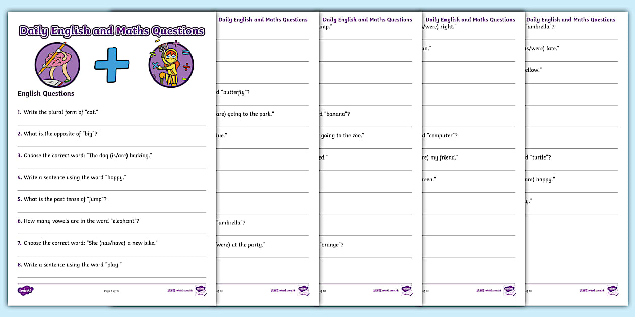 Daily English and Maths Practice - 100 questions - Twinkl