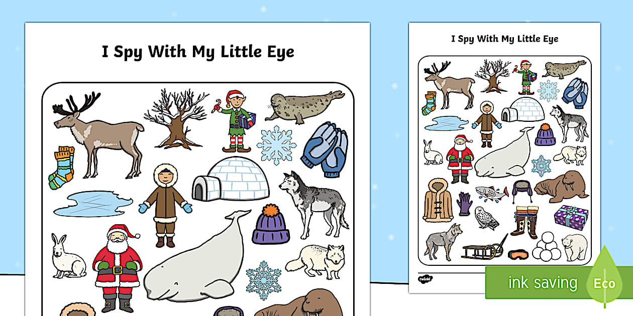 Black and White Polar Regions Themed I Spy with My Little Eye Activity