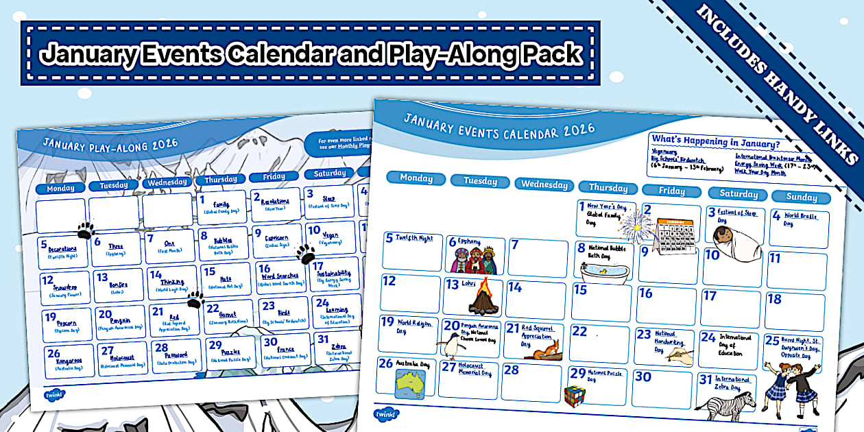 January Events Calendar and Play-Along Pack (2026)
