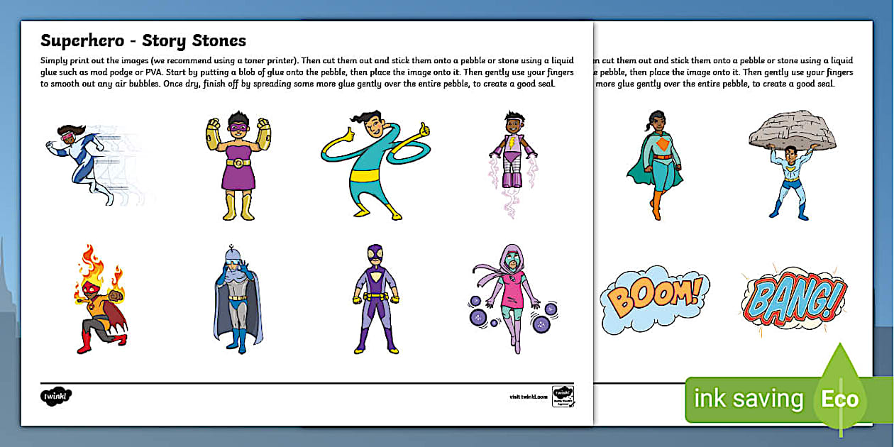 Superhero Themed Story Stone Image Cut-Outs (Teacher-Made)
