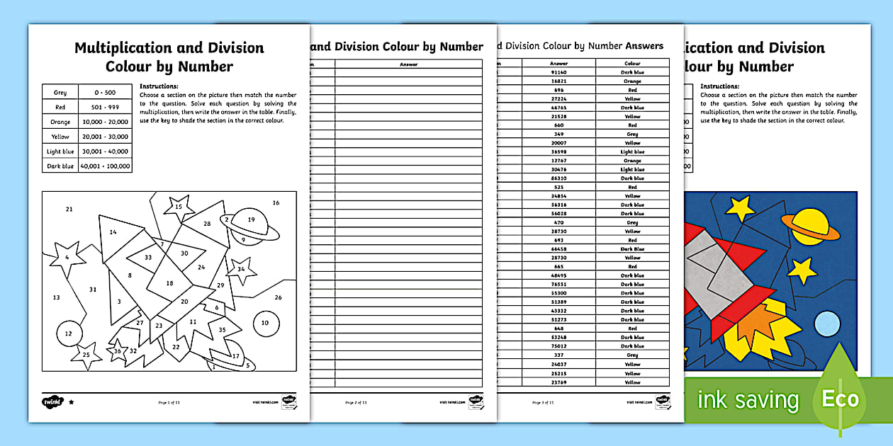 UKS2 Space-Themed Multiplication and Division Differentiated Colour by ...
