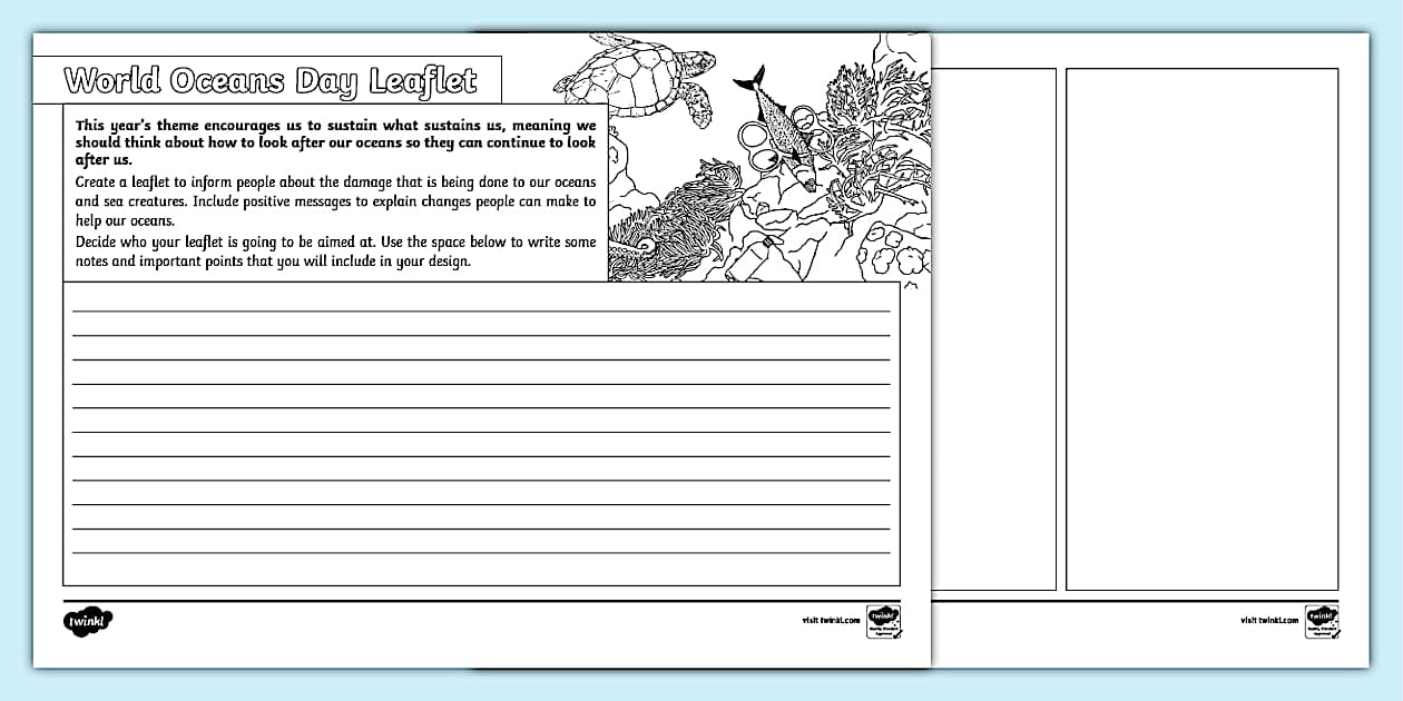 World Ocean Day Design a Leaflet Worksheet / Worksheets