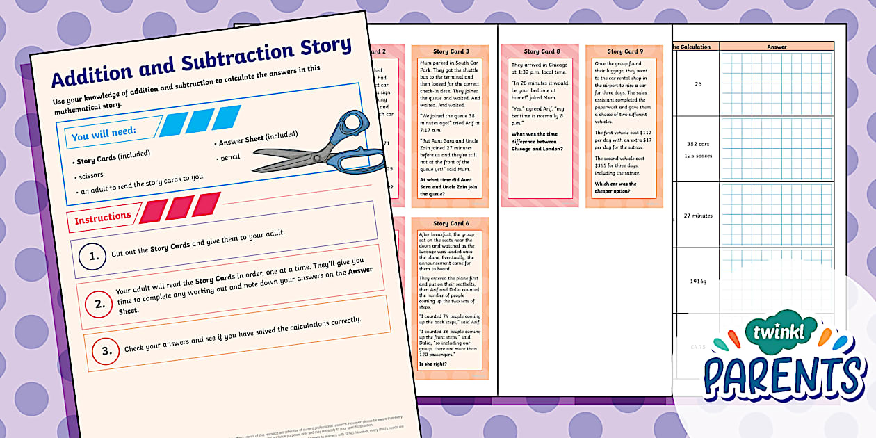 SEND Maths Support: Addition and Subtraction Story Cards (Year 4 Level)