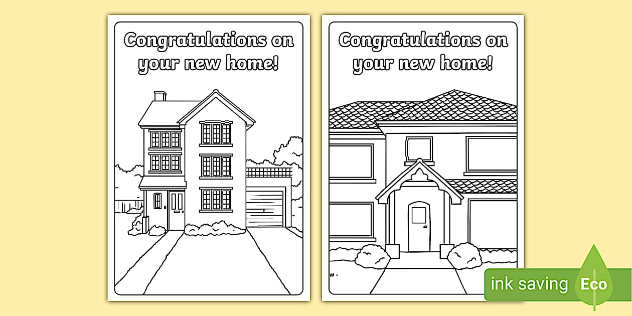 Moving House Card to Colour (teacher made) - Twinkl