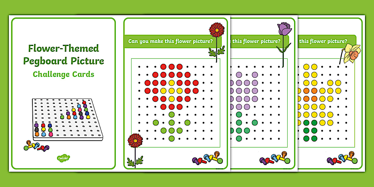 Flower-Themed Pegboard Picture Cards | Twinkl - Twinkl