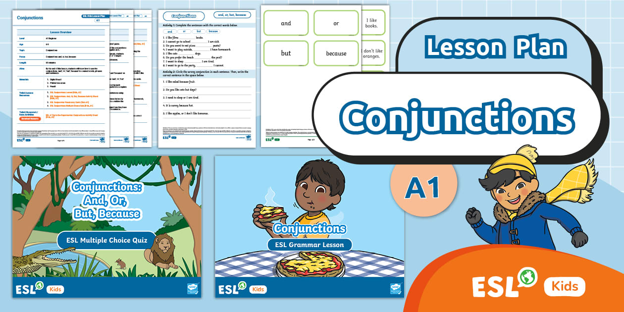 ESL Conjunctions Lesson Plan {Kids}