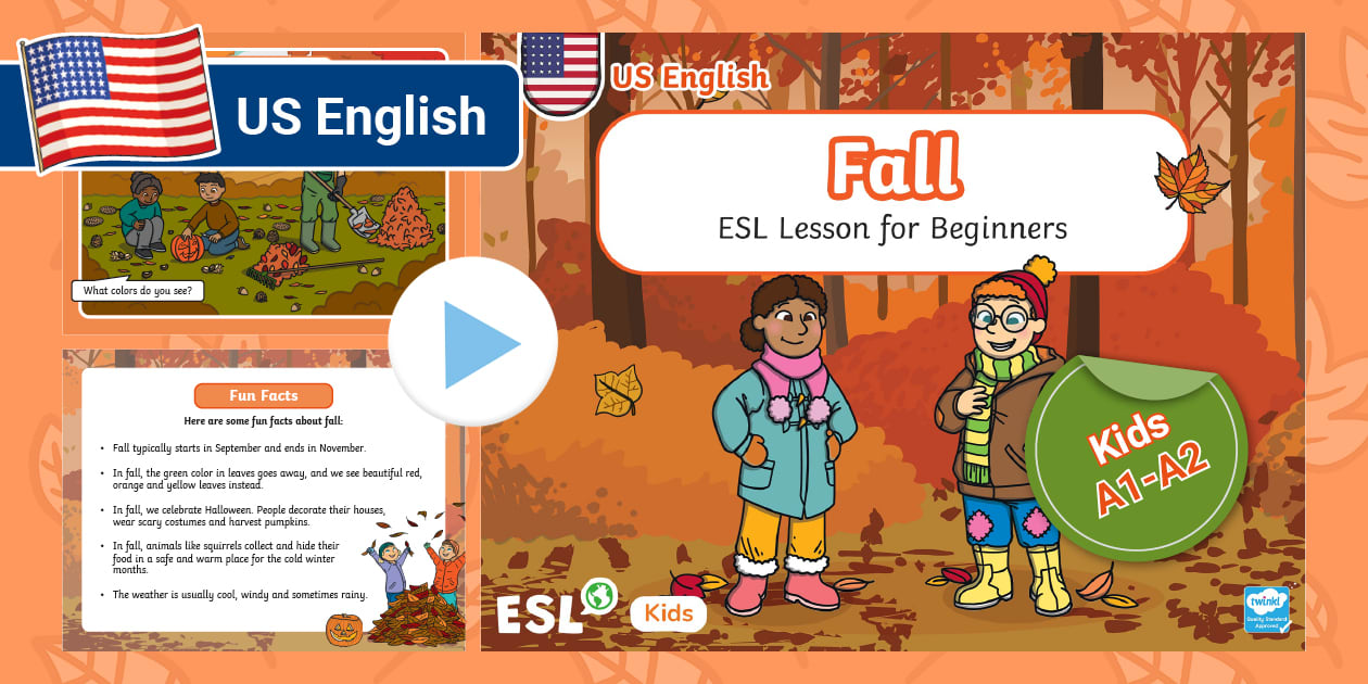 ESL Fall Vocabulary Lesson [Kids, A1-A2] (teacher made)