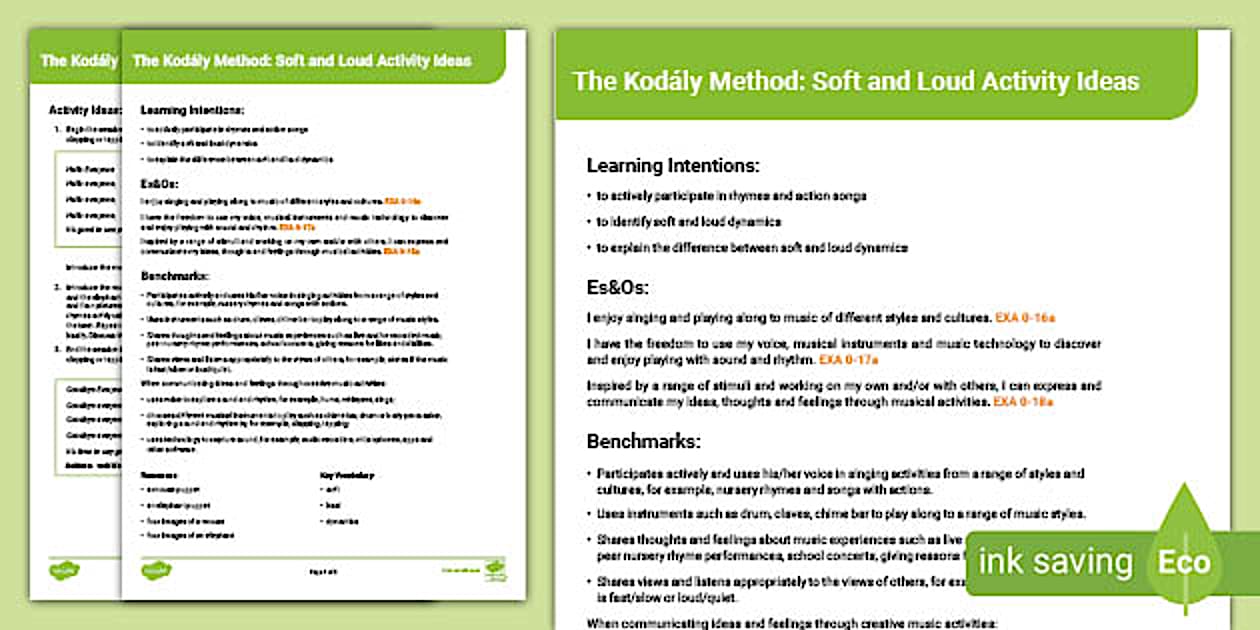 The Kodály Method: Soft and Loud Activity Ideas - Twinkl