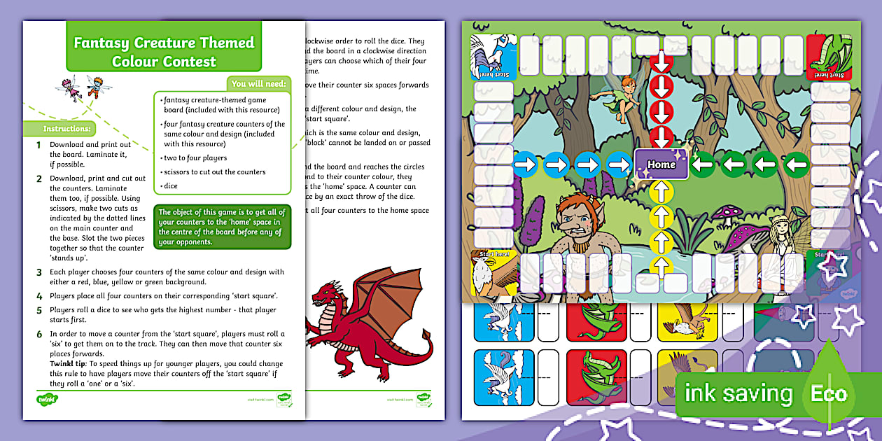 Fantasy Creature Themed Colour Contest Game (teacher made)