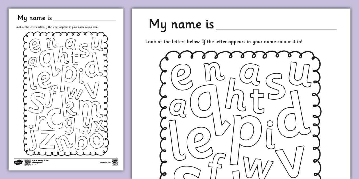 Letters in My Name Colouring Worksheet / Worksheet