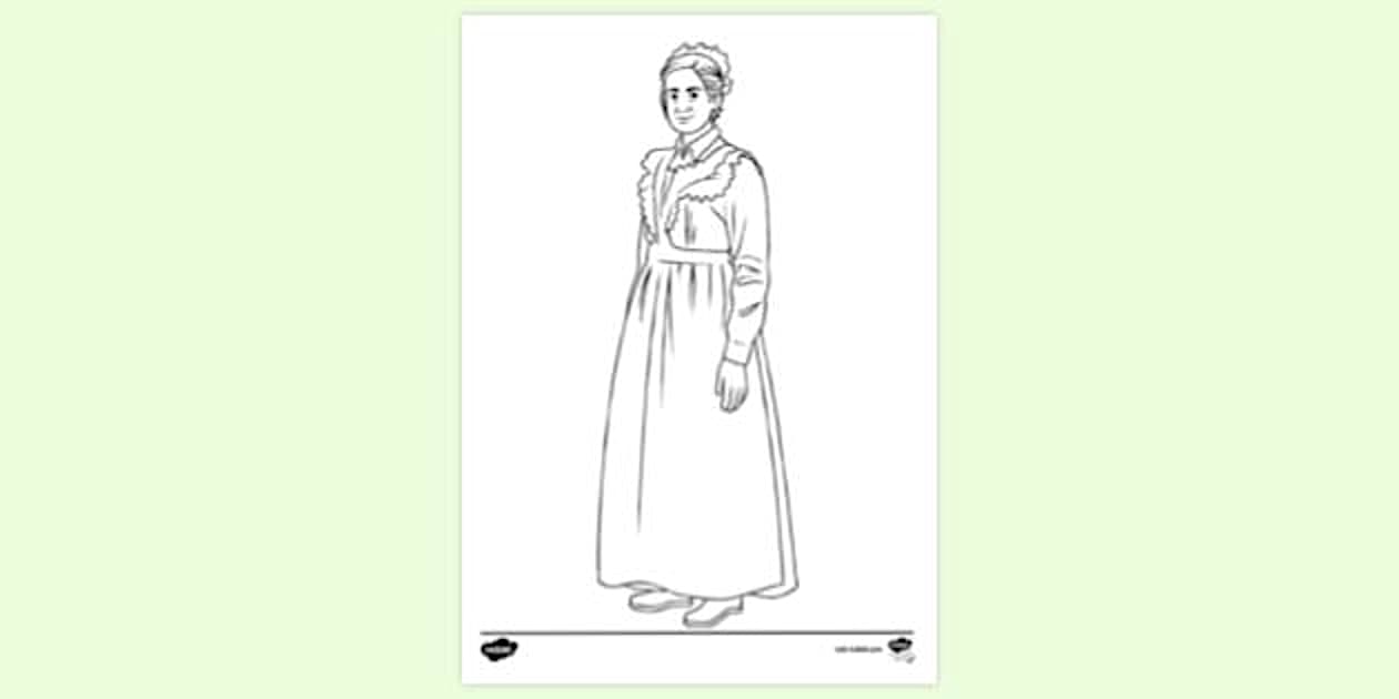 Nineteenth-Century Maid Colouring Sheet (Teacher-Made)