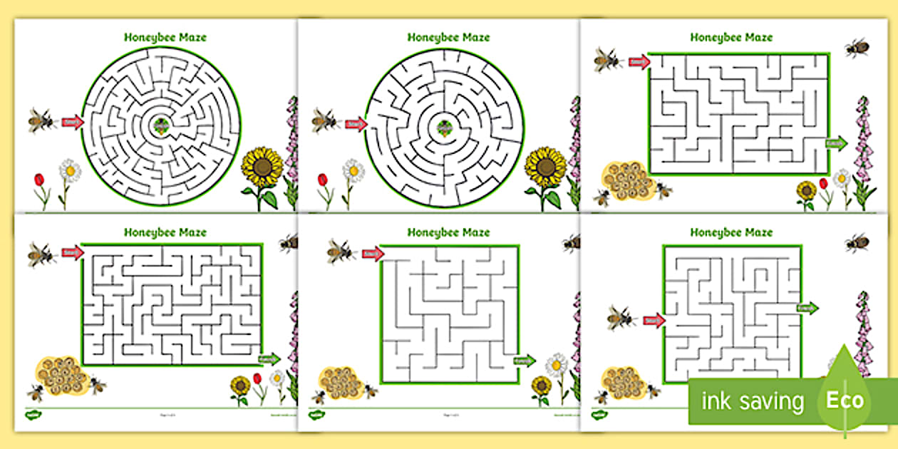 Bee Worksheets - Mazes | Primary Resources (teacher made)