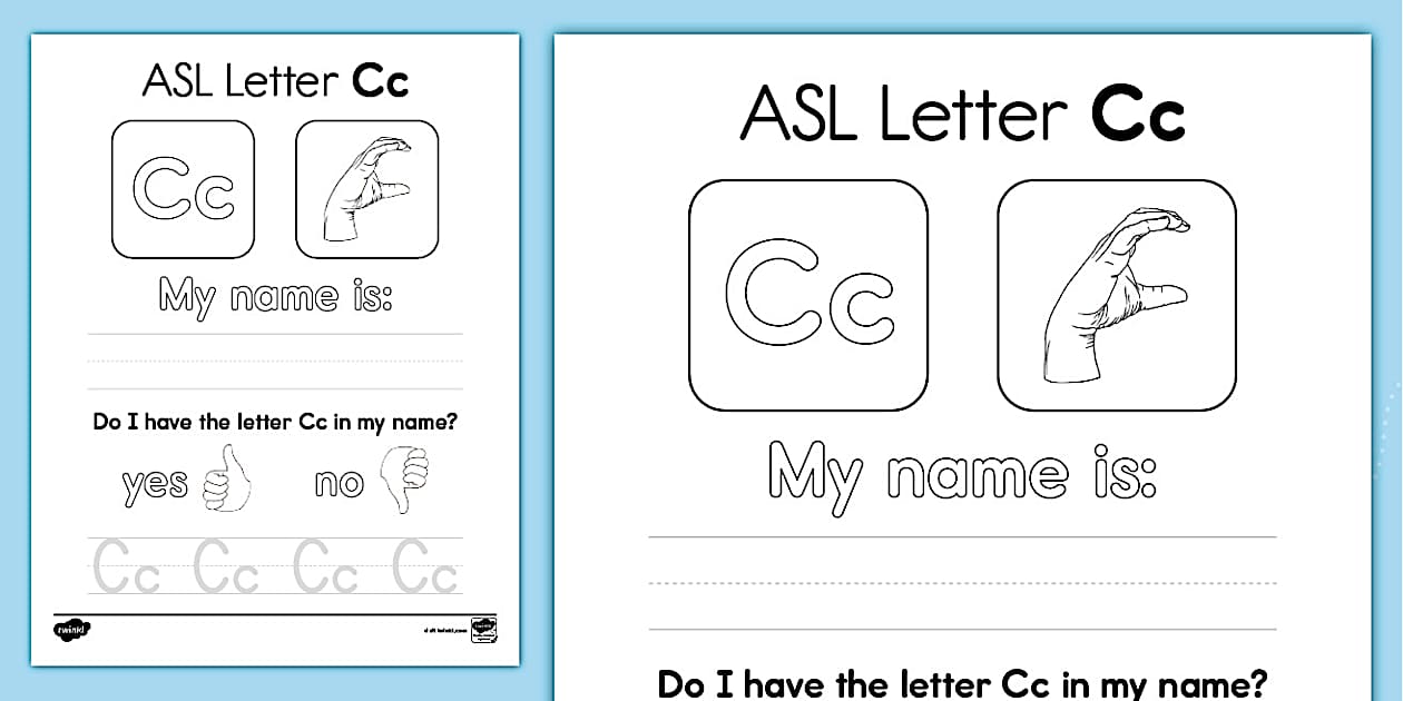 ASL Letter Cc Worksheet (teacher made) - Twinkl