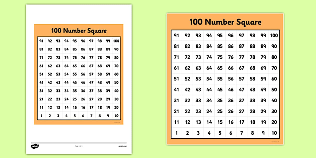 100 (Hundred) Square (teacher made) - Twinkl