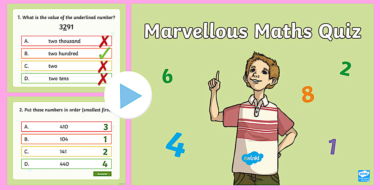 LKS2 Marvellous Maths Quiz Questions and Answers Powerpoint