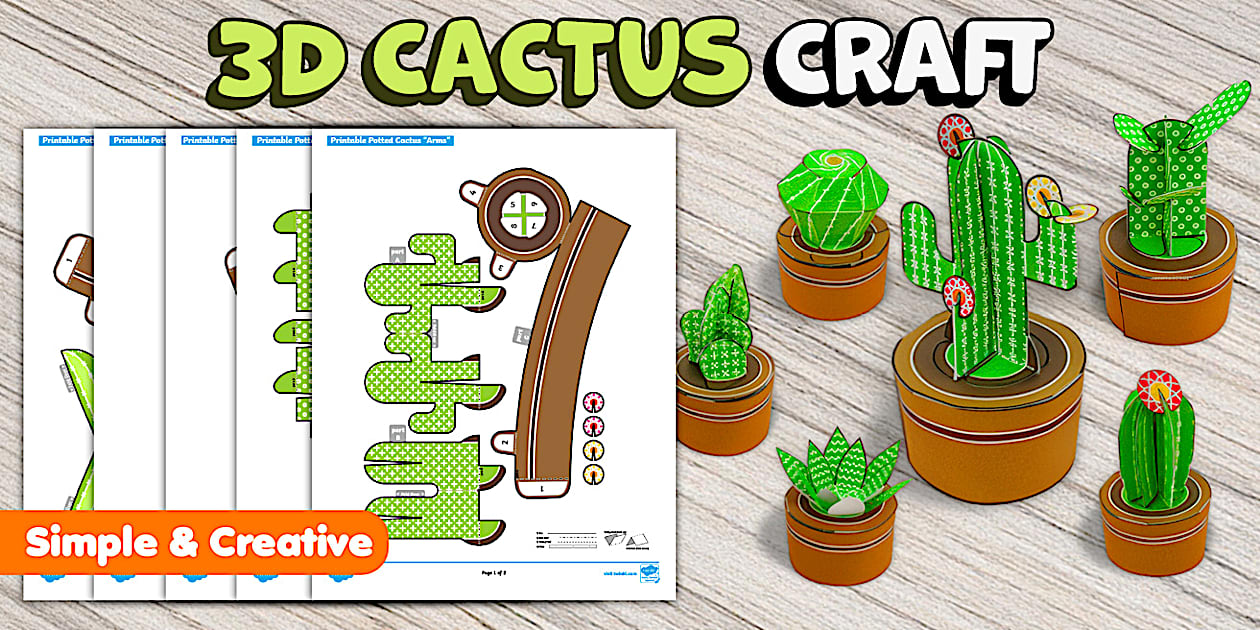 3D Potted Paper Cactus | Paper Crafts for Kids - Twinkl