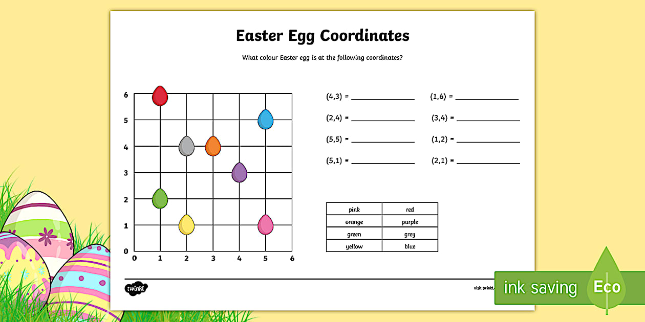 Easter Egg Coordinates Worksheet (teacher made) - Twinkl