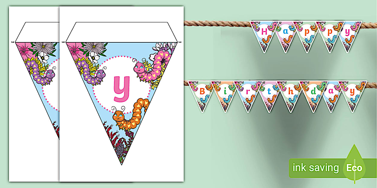 Caterpillar Happy Birthday Bunting (teacher made) - Twinkl