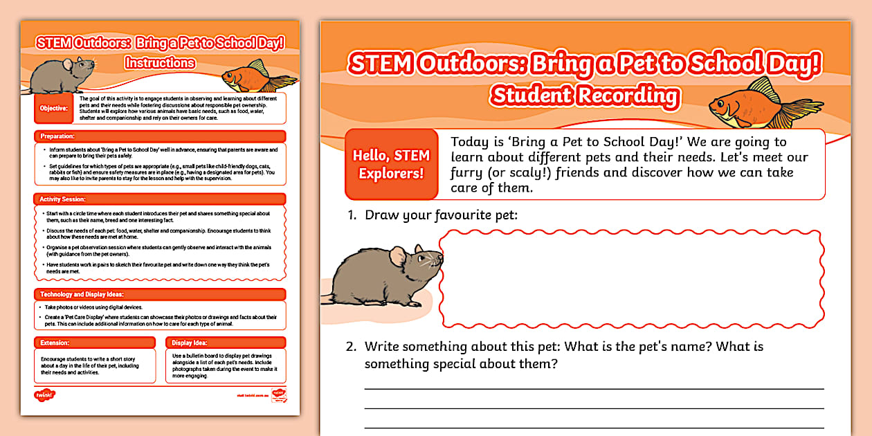 STEM Outdoors: Bring a Pet to School Day! (Teacher-Made)