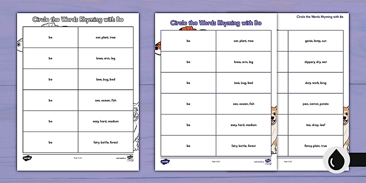 Circle the Words Rhyming with Be (teacher made) - Twinkl