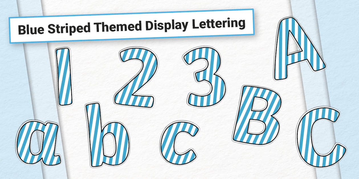 Blue Striped Themed Display Lettering