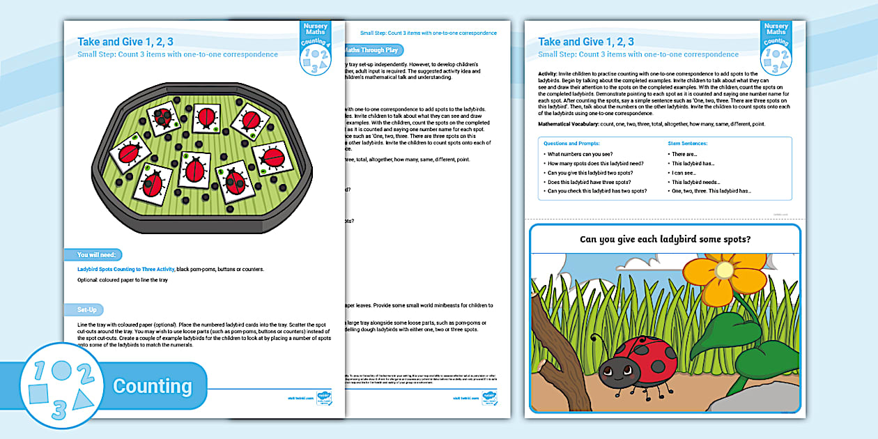 EYFS Nursery Maths Counting 4 Take and Give 1, 2, 3 Activity