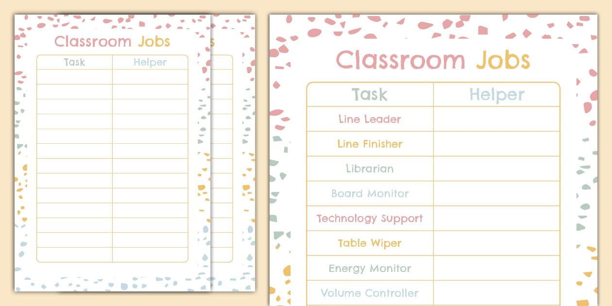 Speckled Pastel Themed Class Jobs Display Poster - Twinkl
