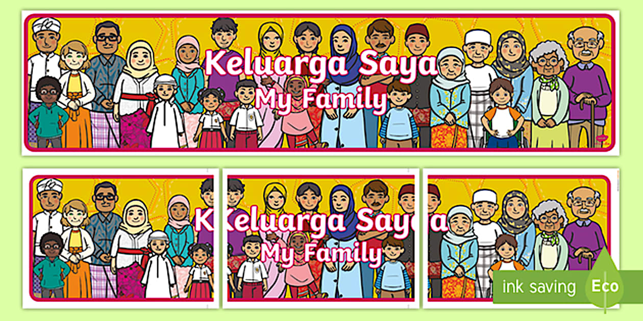 QLD My Family Display Banner Indonesian English - Twinkl