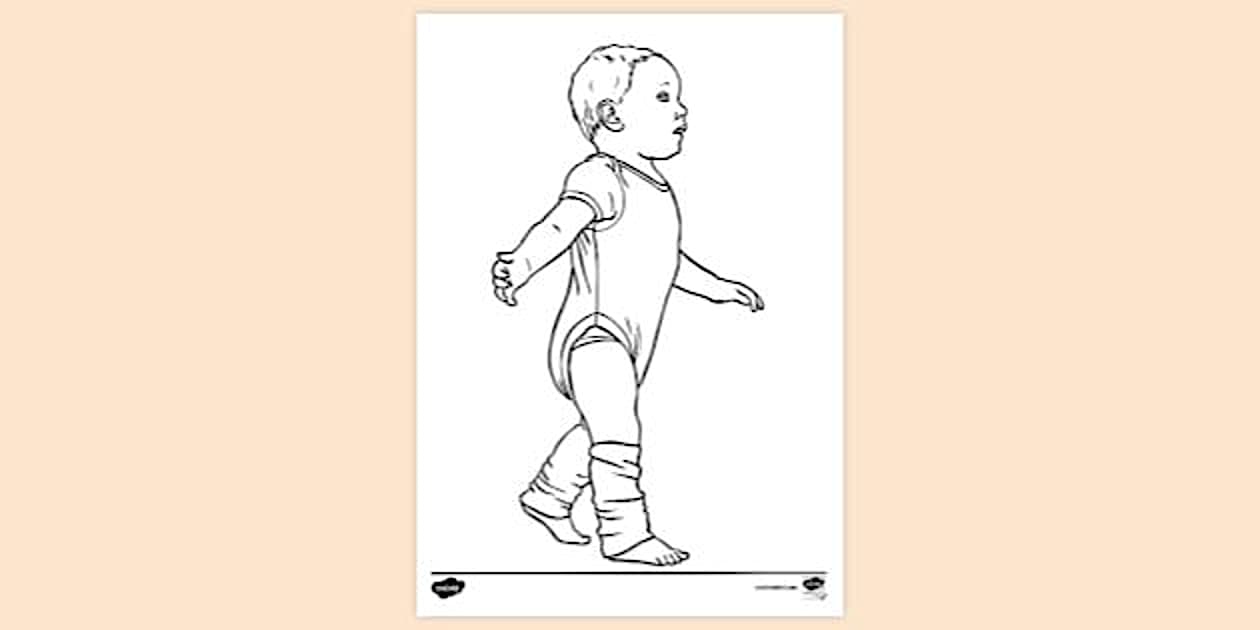 Toddler Walking Colouring Sheet | Colouring Pages - Twinkl