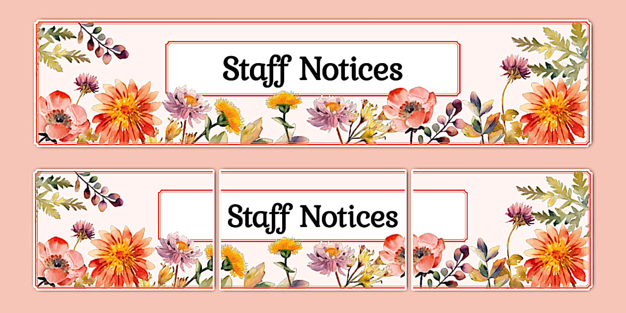 Wildflower Botanical Themed Staff Notices Display Banner
