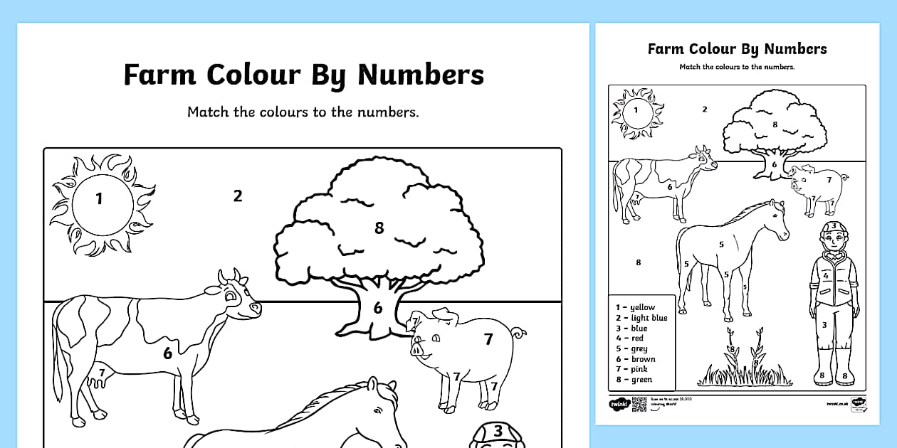 Farm Color by Numbers (Teacher-Made) - Twinkl