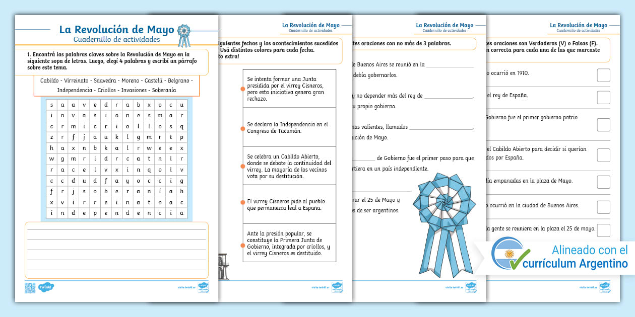 * NEW * Cuadernillo: actividades sobre la Revolución de Mayo