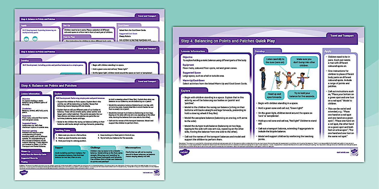 Nursery PE: Transport and Travel Step 4: Balance on Points and Patches
