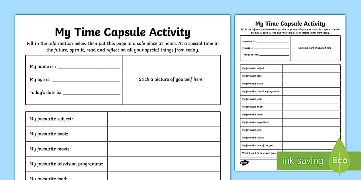 My Time Capsule Worksheet / Worksheet (teacher made)