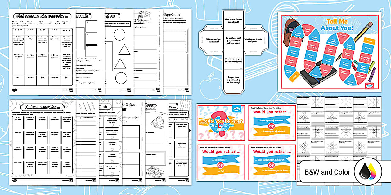 Seventh Grade First Day of School Activity Pack
