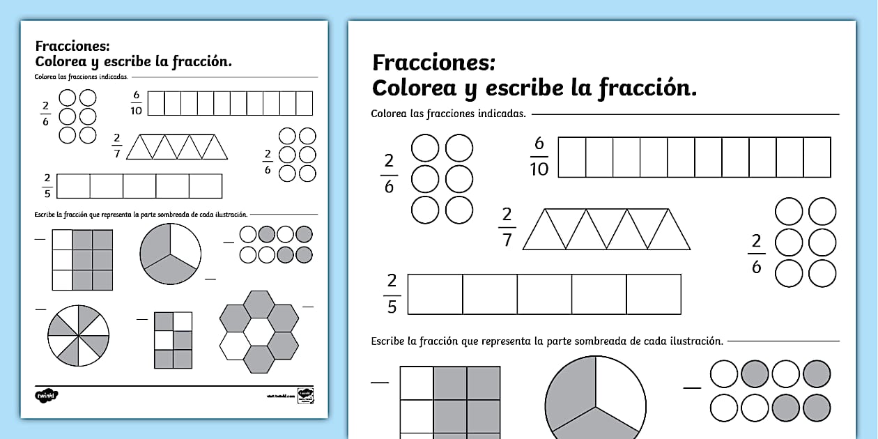 Guía para colorear y escribir fracciones | Twinkl USA