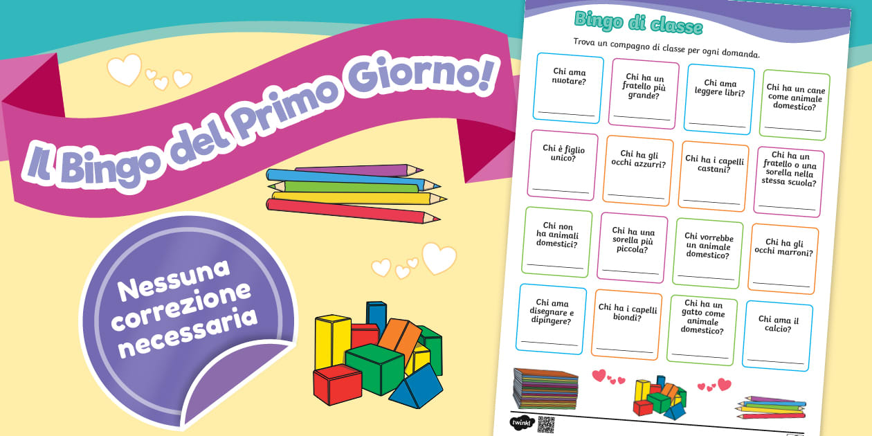 Bingo del Primo Giorno di Scuola (professor feito) - Twinkl