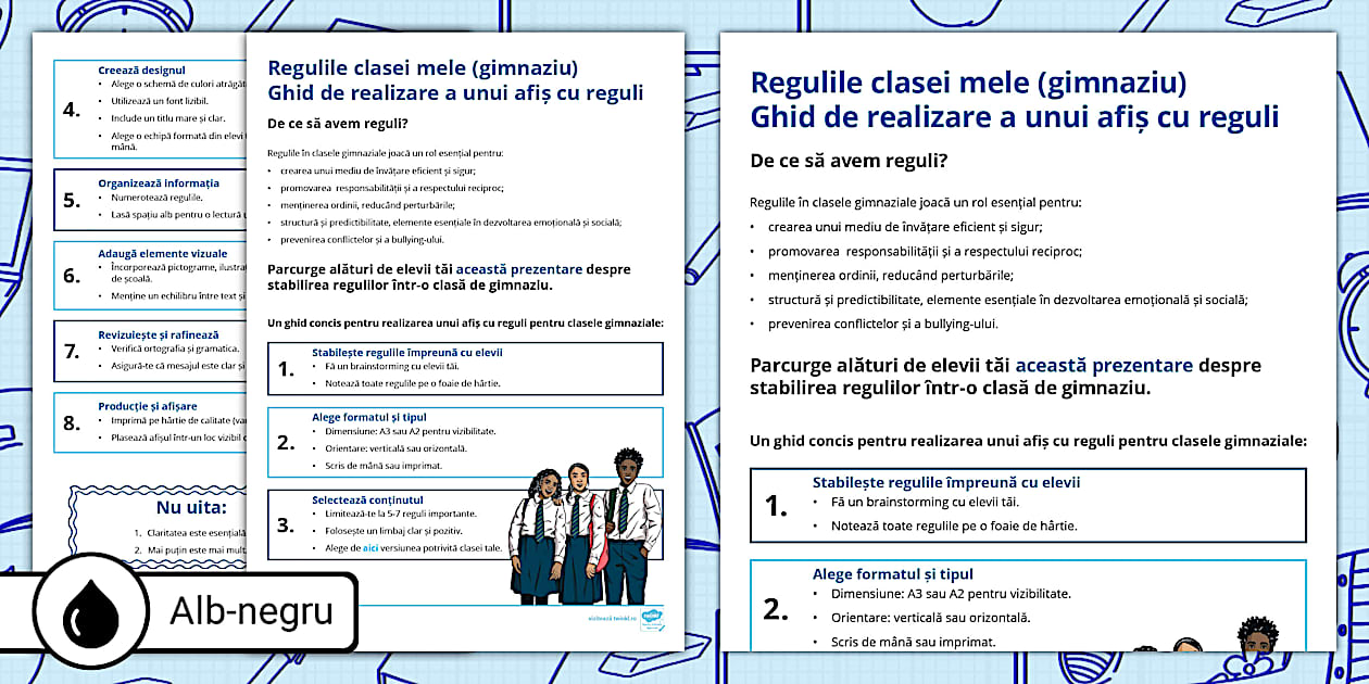 Regulile clasei mele (gimnaziu) Ghid de realizare